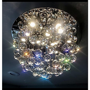 Saint Mossi 9-Lights Modern Chandelier K9 Crystal Chandelier Light Fixture,Modern Flush Mount Ceiling Light Fixtures Raindrop Chandelier for Bedroom,Dining Room,Living Room,H13 x D20