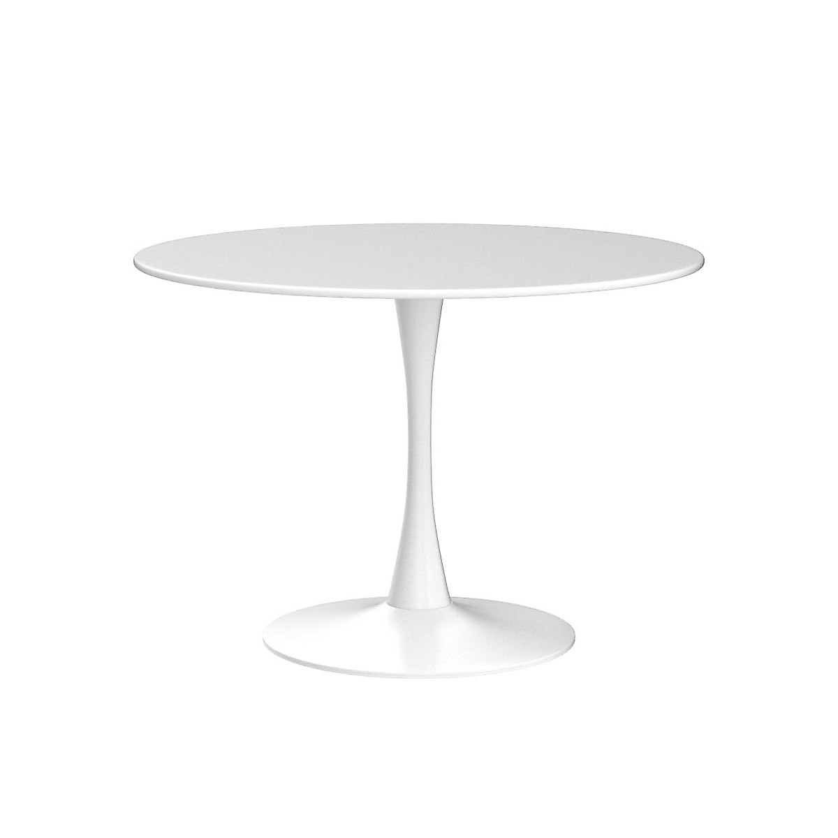 Modern Round Dining Table, Tulip Table for 4-6 Persons, Mid-Century Leisure Table for Kitchen Living Room (White, 42")