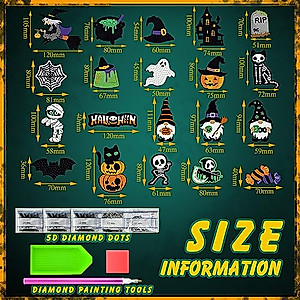 Zonon 20 Pcs Halloween Diamond Painting Refrigerator Magnets Diamond Art Kits Fridge Magnets Sticker for Fridge Whiteboards Car Mailbox Decor Boys Girls Halloween DIY Craft