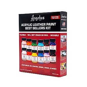 Angelus Leather Paint Starter Kit Set of 12 1 Ounce Bottles