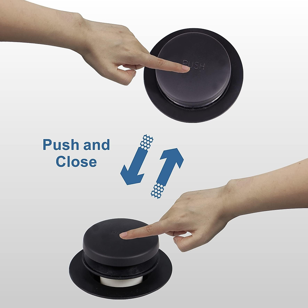 Black Tub Drain Tip-Toe Tub Trim Set Conversion Kit Assembly, Hidrop Bathtub Drain Replacement Trim Kit with 2-Hole Overflow Faceplate and Universal Fine/Coarse Thread, Matte Black