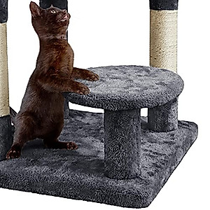 Yaheetech 46in Cat Tree for Indoor Cats, Cat Tower with Spacious Condos, Scratching Posts & Large Top Plush Perch, Cat Stand House Activity Tower for Cats Kittens