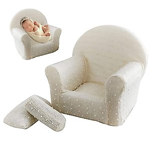 ZHOUBINGBING Baby Sofa Cuddly Sherpa Toddler Armchair Couch Kids Mini Sofa with 2 Chair Armrests Infant Photography Prop White for 1-2 Month