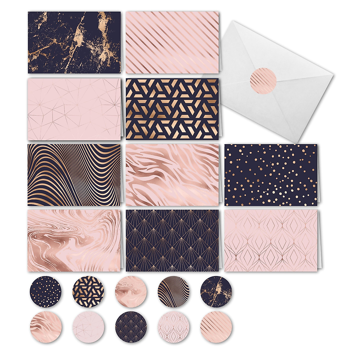 50-Pack Assorted Greeting Cards: 4x6’’ Blank Note Cards with Envelopes and Matching Stickers - Featuring 10 Unique Designs for Various Occasions Such as Thank You, Birthday, Business, and More