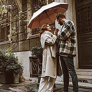 XGVO-IU Umbrella for Rain & Sun Travel Umbrella Windproof Quick-dry Strong High Quality Fashion trend Automatic Folding umbrella(Pure White)