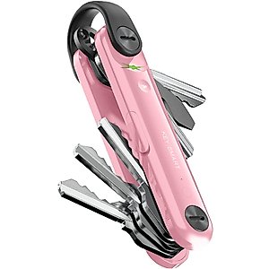KeySmart Max - Compact Trackable Key Organizer w LED Flashlight and Tile Bluetooth Key Finder Technology, EDC Key Holder, Attach Car Key Fob, and Other Keychain Accessories (up to 14 Keys, Blush Pink)