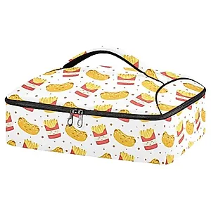 Kcldeci Insulated Thermal Food Carrier Insulated Casserole Carrier for Hot or Cold Food,Hot Dog and French Fries Insulated Tote Bag for Potluck Cookouts Parties Picnic,Lasagna Lugger