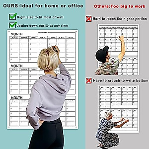 Large Wall Calendar Dry Erase 3 Month,36x24 Jumbo Undated Quarterly White Board Calendar For Medium Office,Giant Reusable Laminated 90 Days Planner,Big Multi Months Planning Poster