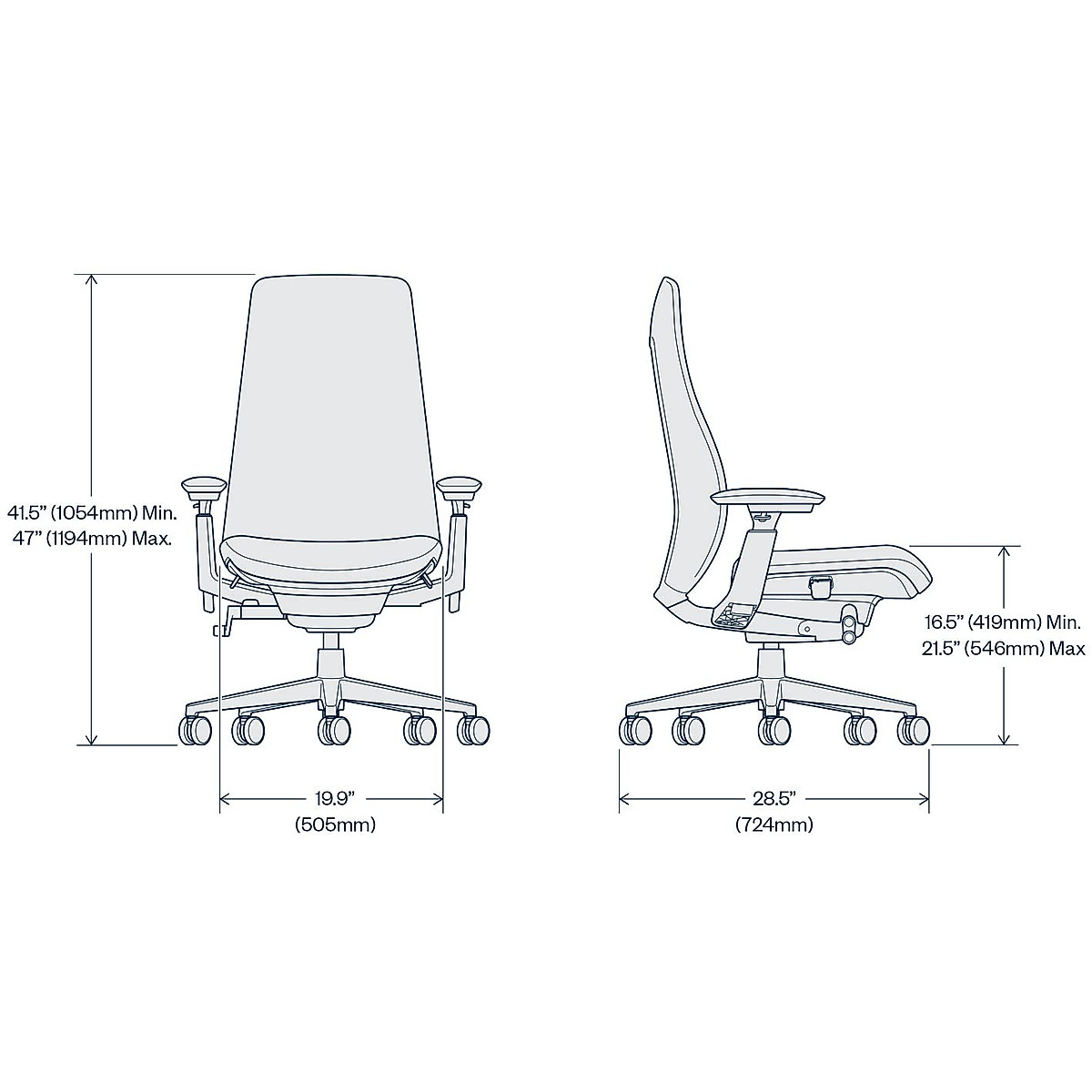 Haworth Fern Ergonomic Office Chair – Stylish and Innovative Desk Chair with Digital Knit Finish - with Lumbar Support (Charcoal Black)