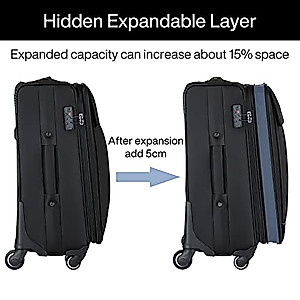 Hanke 2-Piece Set Softside Expandable Luggage sets with Spinner Wheels, Upright Suitcase with TSA Lock, Extra Large Rolling Luggage for Family Travel,nestable storage 20/28(Black)