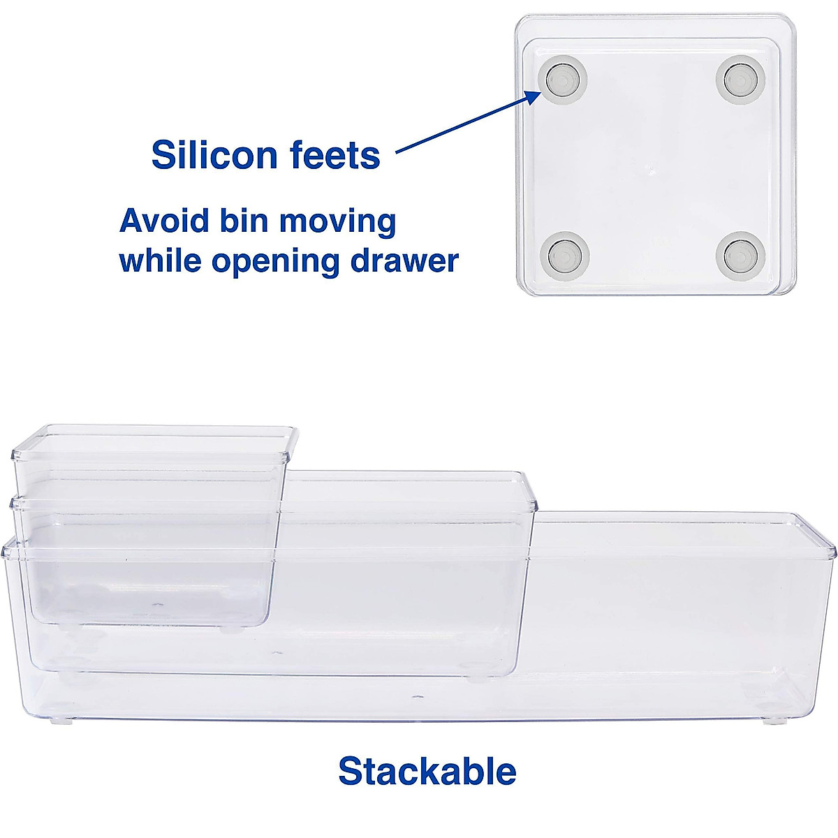 SimpleHouseware Heavy Duty 3-Tier Metal Utility Rolling Cart + 6 Pack - Plastic Desk Drawer Organizers