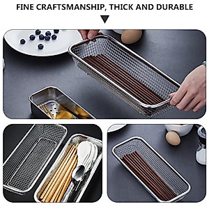 Cabilock Dishwasher Silverware Cutlery Basket Stainless Steel Flatware Drying Rack Countertop Utensil Holder Caddy Silver B