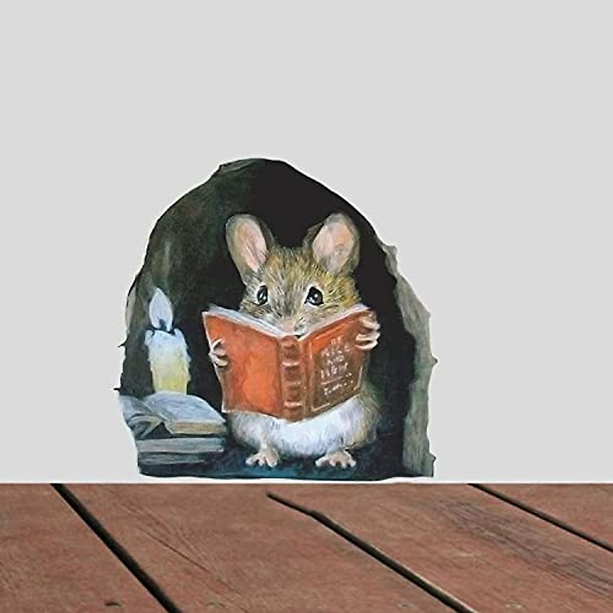 3Pcs 3D Realistic Mouse Wall Stickers, Mouse Reading Book Wall Decals Wall Decor, Removable Wall Art Murals for Living Room Nursery Bedroom Kids Room Home Wall Decorations