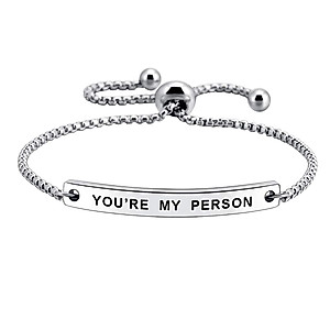 SOUSYOKYOSAM You're My Person Hand Stamped Cuff Bangle Best Friend Positive Bracelet Gift for Family Lover