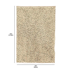Spotgrowth Non-Slip Chenille Bath Mat for Bathroom Rugs 20 x32 Inches Extra Soft and Absorbent Microfiber Shag Rug,Machine Washable,Shower and Bath Room Floor Mats,Beige, (SP210717)