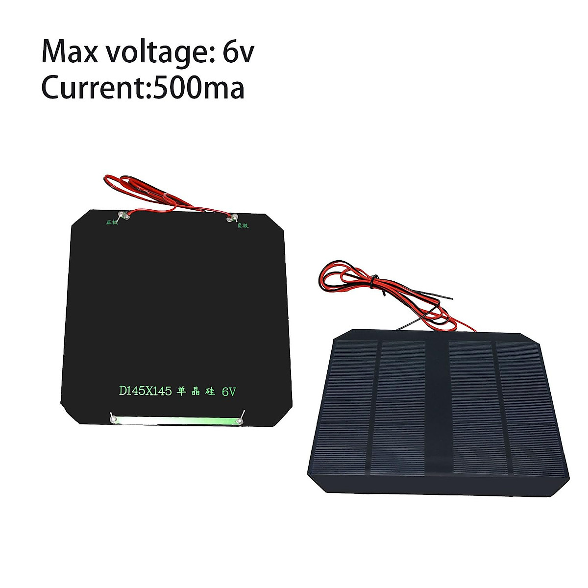 2Pcs Mini Solar Panels for Solar Power, 6V 500mA Mini Solar Panel Kit DIY Electric Toy Photovoltaic Cells Solar Epoxy Cell Charger with 1 Meter Wire 5.71"*5.71"(145mm*145mm)