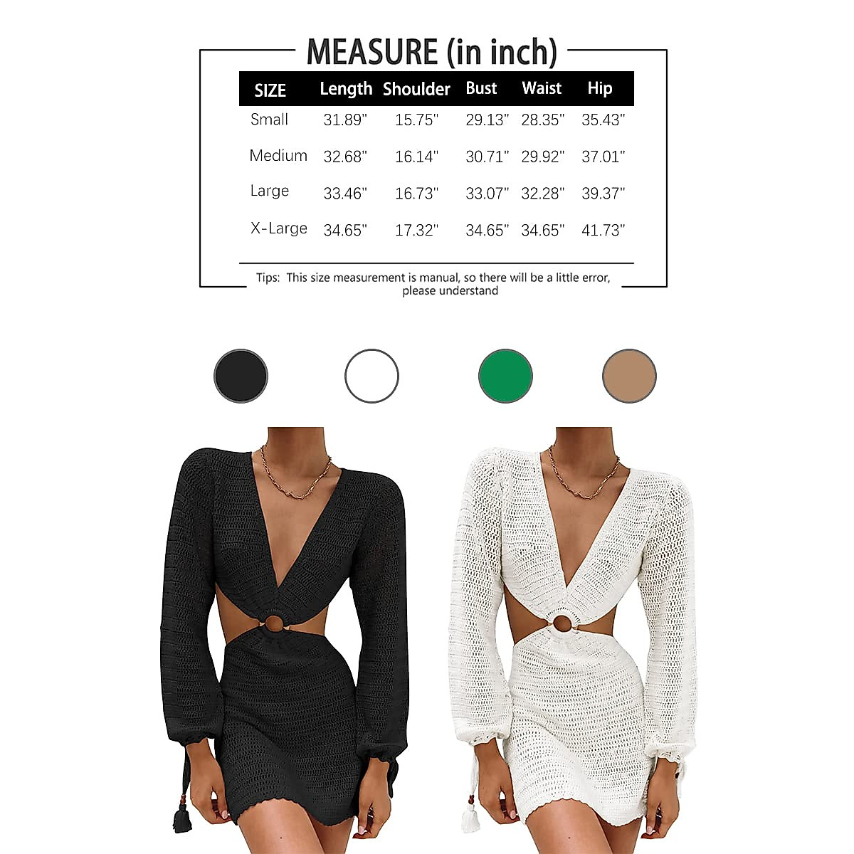 LILLUSORY Bathing Suit Cover Up Coverup Women's 2023 Summer Bikini Swim Beach Swimwear Spring Long Sleeve Sexy Crochet Dresses Vacation Outfits White