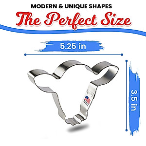 Steer Head Cookie Cutter – Made in the USA – Foose Cookie Cutters Tin Plated Steel – Steer Head Cookie Mold (5.25 Inch)