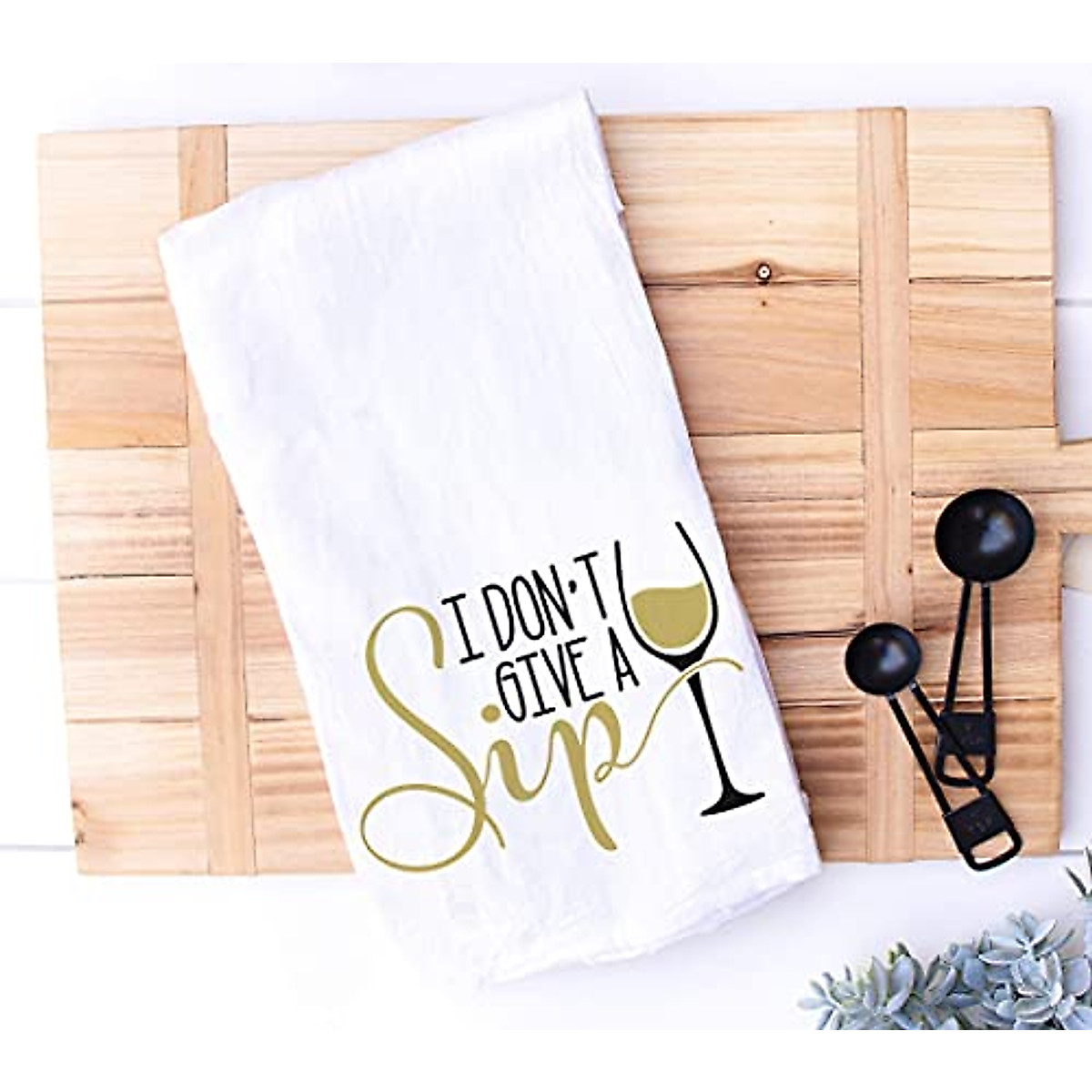 Handmade Funny Kitchen Towel - 100% Cotton Funny Hand Bar Towels for White Wine Lovers - 28x28 Inch Perfect for Hostess Housewarming Christmas Mother’s Day Birthday Gift (I Don’t Give a Sip (Lemon))