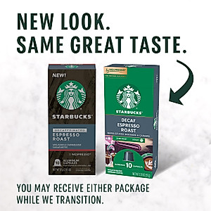 Starbucks by Nespresso Decaf Dark Roast Espresso (50-count single serve capsules, compatible with Nespresso Original Line System)