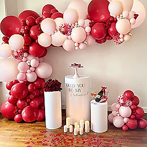 Valentines Day Balloon Garland Arch Kit 132PCS Red Balloons Pastel Pink Orange Balloons Red Confetti Balloons for Valentines Day Wedding Bridal Shower Bachelorette Anniversary Party Decorations