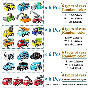 Juuxncgv 24PCS Pull Back City Cars Toys,Mini Model Vehicle Set,Mini Play Truck Bulk for Party Favors,Christmas,Toddlers,Easter,Gift