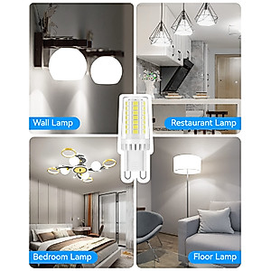 Cnkeeo G9 LED Bulb, 4W Daylight White 6000K, 450LM, 40W Halogen Equivalent, No Flicker, Non-Dimmable, 360°Beam Angle, Bi-pin Ceramic Base G9 Light Bulbs for Chandeliers Home Lighting, Pack of 6