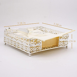 Flat Napkin Holders for Tables, Metal Dining Table Napkin Organizer for Kitchen, Beautiful Hollow Pattern Electroplating Process for Restaurant Office