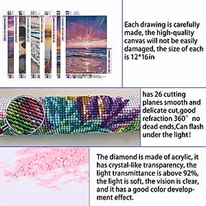 DOTSOPS 6-Pack DIY 5D Beach Diamond Painting Kit Art Adult Painting Kit Crafts Beginner diamond art beach 5D Full Art Diamond Large Diamond Painting Home Wall Decoration Gift 12x16 inches