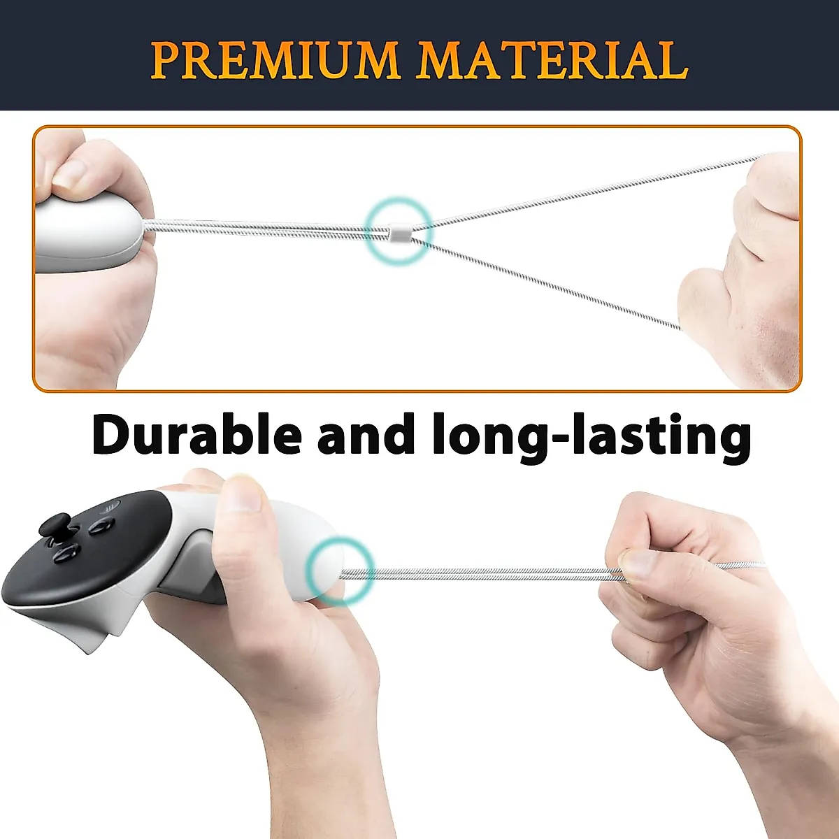 SOULWIT Professional Replacement Wrist Straps (2 Pcs) for Oculus Quest3, Durable & Adjustable Controller Hand Straps for Meta Quest 3S, Easy DIY Installation - White