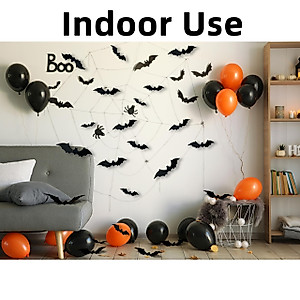 96 Pcs Bats Wall Decor Halloween Decorations, 5 Different Sizes Realistic PVC 3D Black Window Clings, Scary Bat Stickers for Home Decor DIY Wall Decal Party Supplies, Double-Sided Adhesive Included