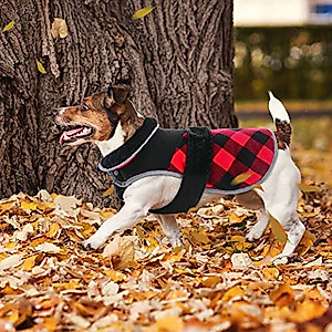 ROZKITCH Reversible Dog Winter Coat Vest, British Style Plaid Fleece Warm Christmas Clothes, Warm Reflective Cold Weather Dog Jacket with Harness Hole for for Small Medium Large Dogs Puppy 3XL