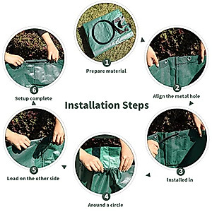 JERIA 6-Pack 72 Gallons Reusable Garden Waste Bags with 4 Handles ,Lawn Pool Garden Heavy Duty Waste Bag for Loading Leaf,Trash ,Yard Waste Bags (H30" X D26")