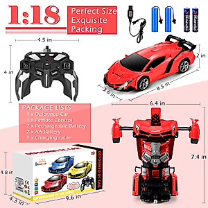 Dolanus Remote Control Car - Transform Robot RC Cars Contains All Batteries: One-Button Deformation and 360 Degree Rotating Drifting, Present Christmas Birthday Gift for Boys/Girls