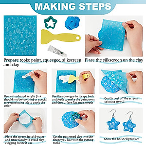 OLYCRAFT 4x5 Inch Silk Screen for Polymer Clay Stripe Pattern Silk Screen Printing Stencils Reusable Loop Lines Clay Stencil Non-Adhesive Transfer Stencil for Polymer Clay Earring Jewelry Making