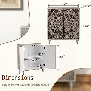 SUNBURY Storage Cabinet with 2 Doors, Morden Accent Cabinet Free Standing Living Room Wooden Sideboard Buffet Cabinet for Kithcen Bedroom Hallway Entryway