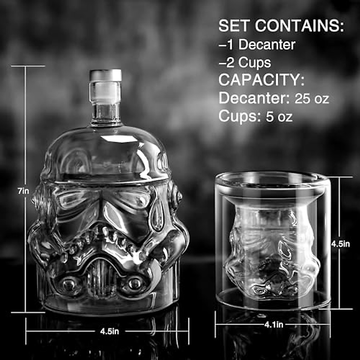 AUTIORE Whisky Decanter Set Transparent Creative With 2 Glasses, Whisky Carafe for Wine, Vodka, Scotch, Bourbon, Liquor, 1 x Flask Carafe Decanter 750ml With 2 Glasses 150ml, Gifts for Dad, Husband