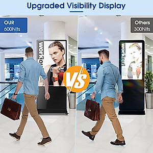 antfraer 55INCH Digital Signage Floor-Standing 4K Digital Signage Kiosk, Touch Screen Totem for Indoor LCD Advertising Display, Android 11.0 OS with WiFi & UHD Inputs Digital Signage Displays