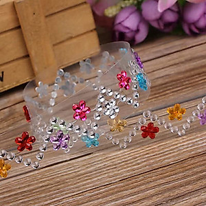 KAVI‘ S 6 Rolls Rhinestone Tape Set Glitter Self-Adhesive Beads Tapes Bling Masking Stickers for Craft, Kids, Scrapbook, DIY, Gift Wrapping (Stars Rays), 18mm