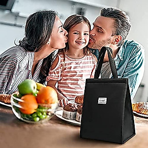 FUXINGYAO Lunch Bag, Reusable Lunch Tote, Lunch Box for Adult Women Men, Insulated Bag Applies to Work, School, Beach or Travel(Black)