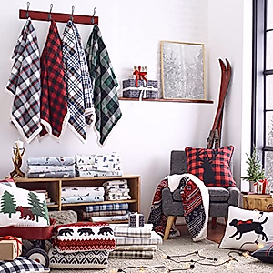 Eddie Bauer - Throw Blanket, Reversible Sherpa Fleece Bedding, Home Decor for All Seasons (Clyde Hill Stripe, Throw)