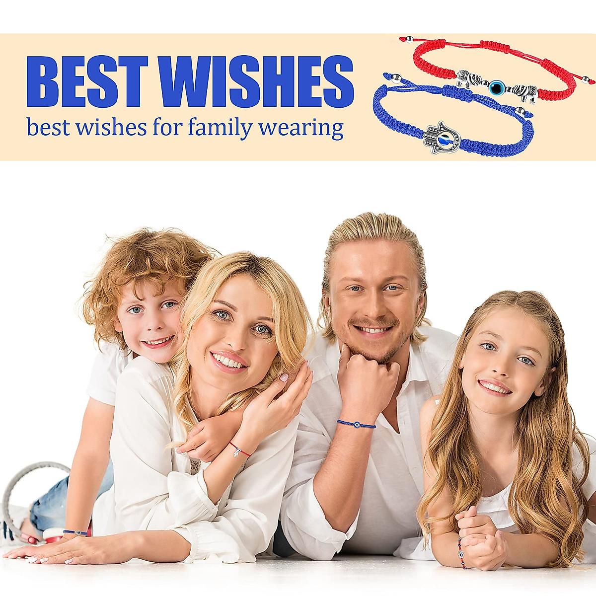 16 Pieces Evil Eye Bracelets Adjustable Braided Lucky Bracelet Ojo Bracelet Black Red Cord Bead Bracelet Hand Kabbalah Protection Amulet Gifts for Christmas Women Men (Classic Style)