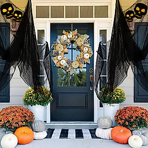 Yunfan 355" x 79" Halloween Creepy Cloth + Spider Web Halloween Decorations Outdoor Indoor Party Yard Spooky Backdrops Decor Supplies for Garden,Doorways,Haunted House,Windows,Home