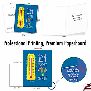 NobleWorks - Extra Large Funny 104th Milestone Birthday Greeting Card 8.5 x 11 Inch with Envelope (1 Pack) Oversize Card, Jumbo 104 In Celsius J2762MBG