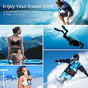 VEGO [2 Pack] Waterproof Pouch with Adjustable Waist Strap, Universal Floating Waterproof Phone Pouch for iPhone 13 12 11 Pro XR Xs 8 7 Galaxy S22 S21 S10 Note 10 up to 7" - Black+Black