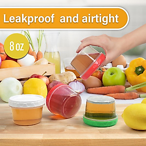 EONJOE 8 oz Plastic Containers with Lids 12-pack Food Storage Container 1 Cup Meal Prep Bowls Airtight Stackable Dishwasher Freezer Safe