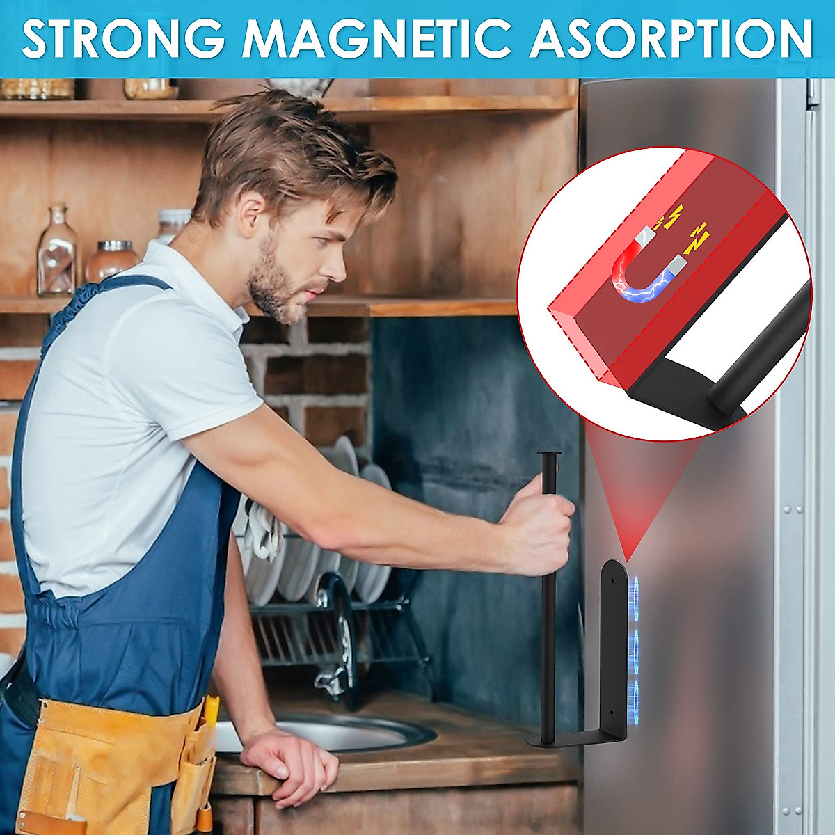 Magnetic Paper Towel Holder - Multifunctional Towel Bars with Magnetic Backing - Sticks to Any Ferrous Surface - Black Paper Towel Rack for Kitchen, Work Benches, Refrigerator, Grill, Fridges, Garage