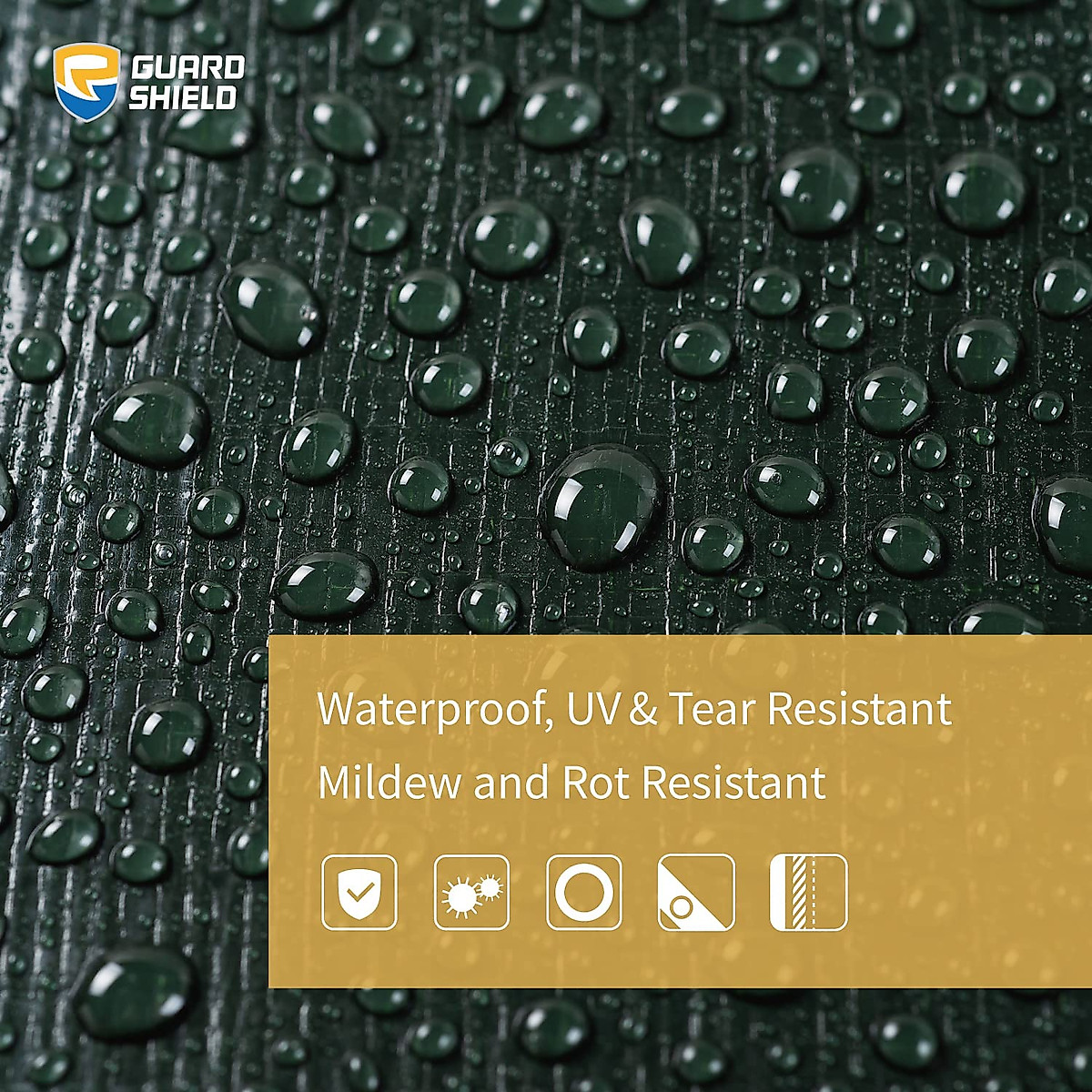 GUARD SHIELD Super Heavy Duty Green/Silver Poly Tarp Cover 10x12 Feet Waterproof 16mil Thick UV and Tear Resistant Tarpaulin with Grommets and Reinforced Edges