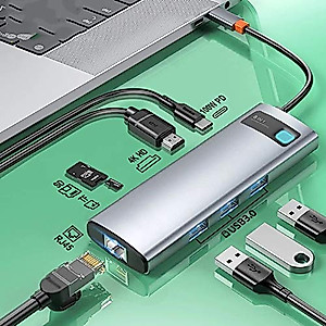 SHYPT 8 in 1 Type C HUB USB C HUB SD Reader PD 100W Charger USB 3.0 HUB Dock Station Splitter