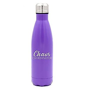 MIP Brand 17 oz. Double Wall Vacuum Insulated Stainless Steel Water Bottle Travel Mug Cup Chaos Coordinator Mom Mother Teacher (Purple)